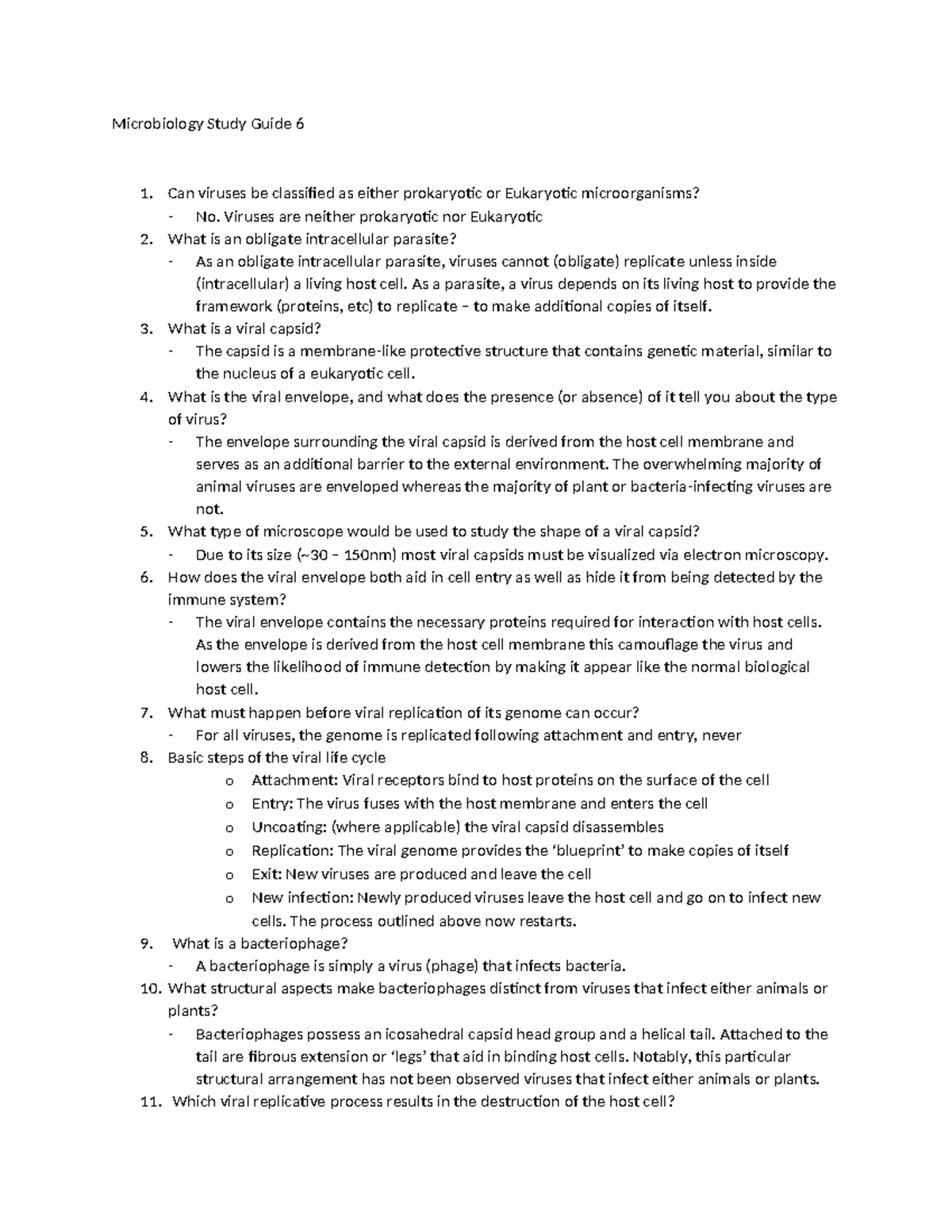 Microbio Exam 6 Study Guide: Key Concepts and Viral Mechanisms - Studocu