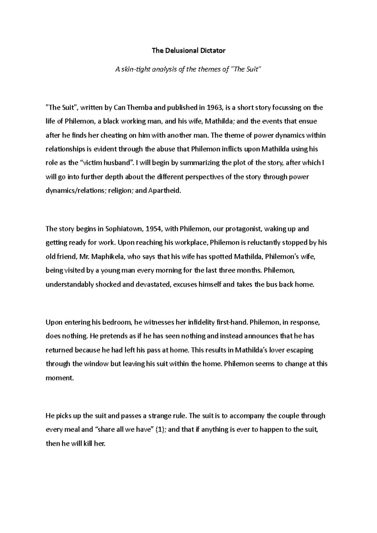 The Suit Analysis Essay - The Delusional Dictator A skin-tight analysis ...