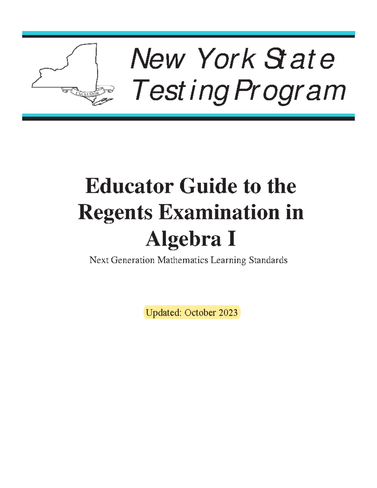 NYS Regents Exam Algebra I Educator Guide 2023 - Studocu