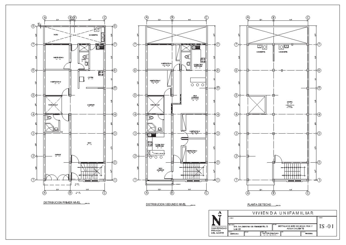 Plano Ejemplo 01 - HABITACION 01 NPT + 0. HABITACION 02 NPT + 0 ...