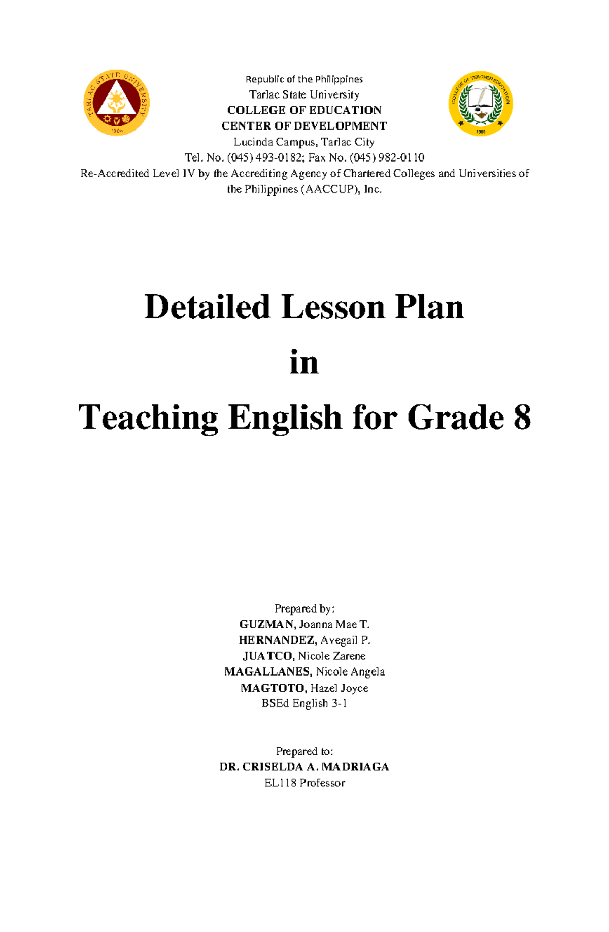 DLP: Teaching English for Grade 8 - "Annabel Lee" Lesson Plan - Studocu