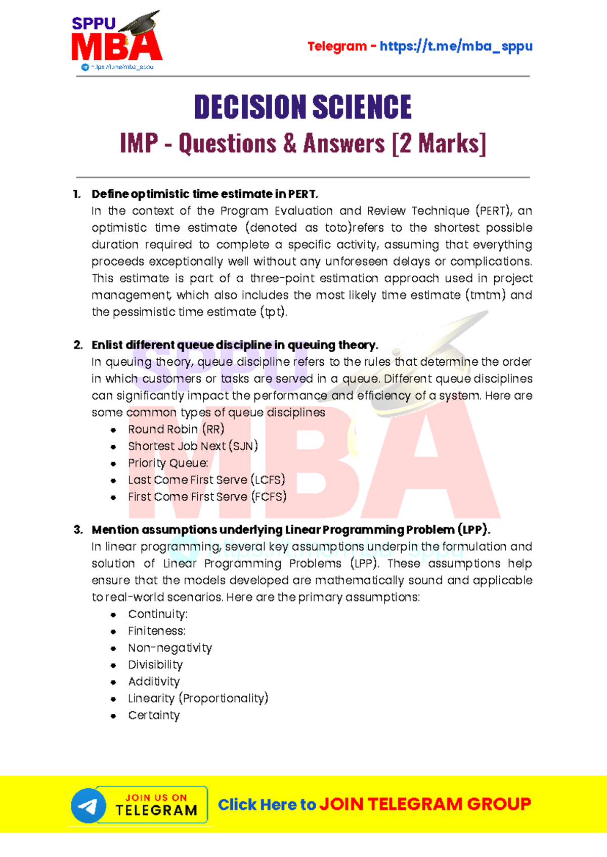 IMP - 302 - Decision Science: Essential Q&A Notes for Exam - Studocu