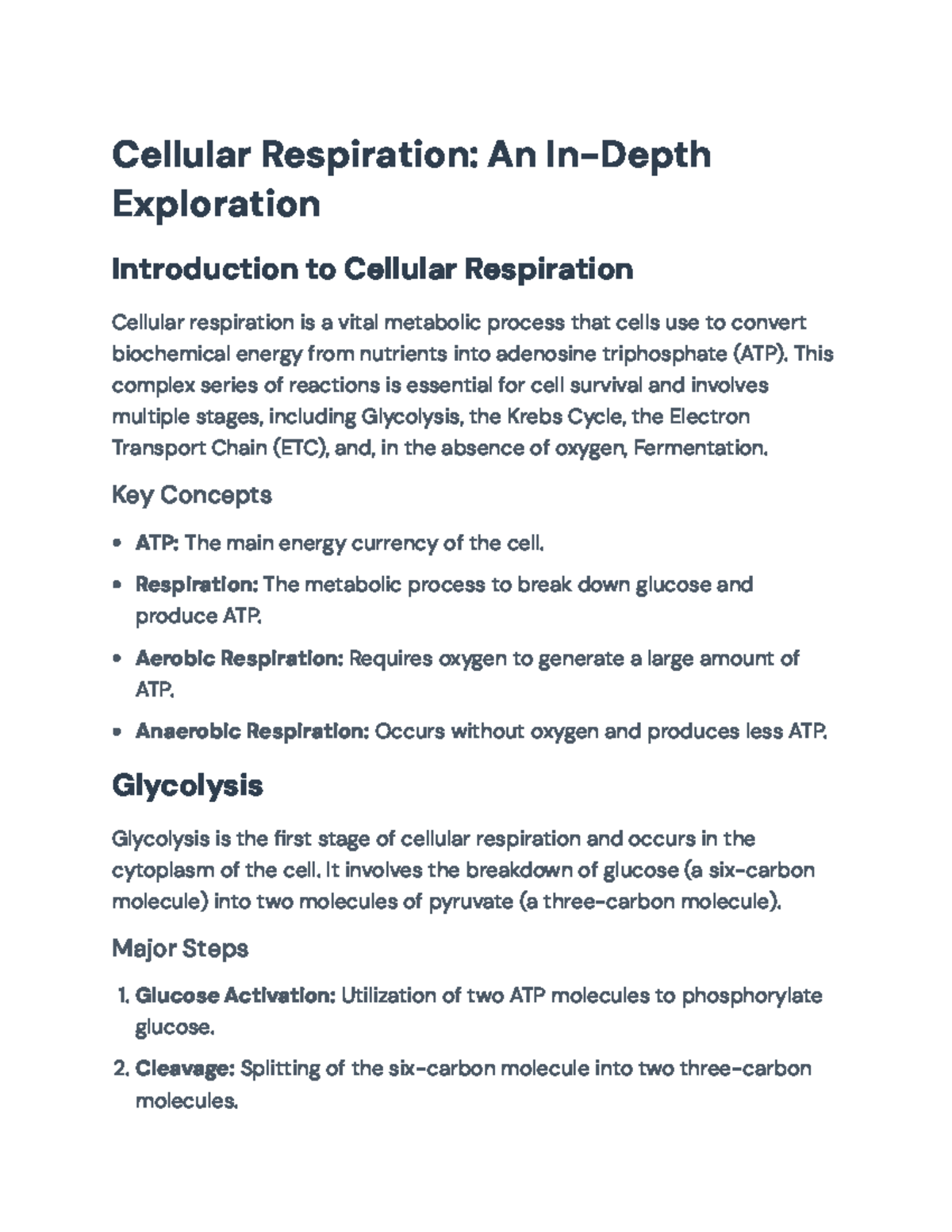 Cellular Respiration: ATP Production & Metabolic Pathways Overview ...