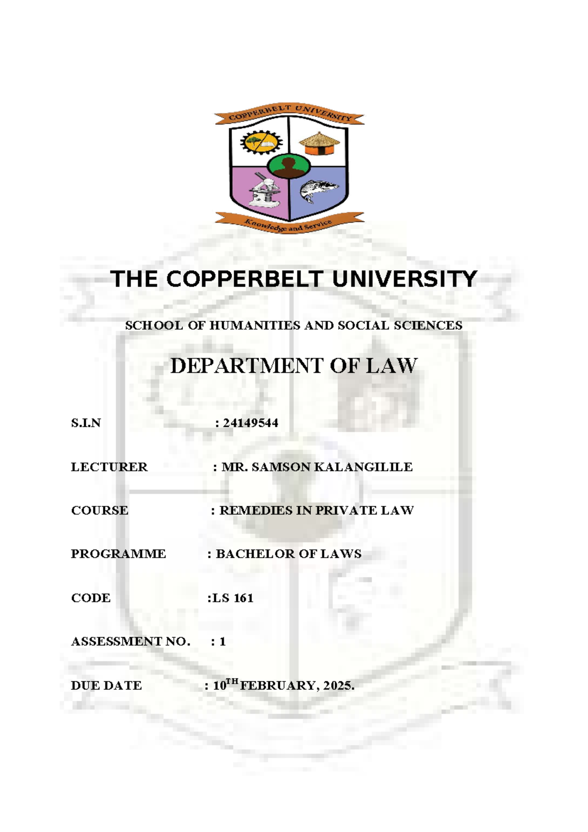 LS 161 Assignment - Compensatory and aggravated damages in private law ...