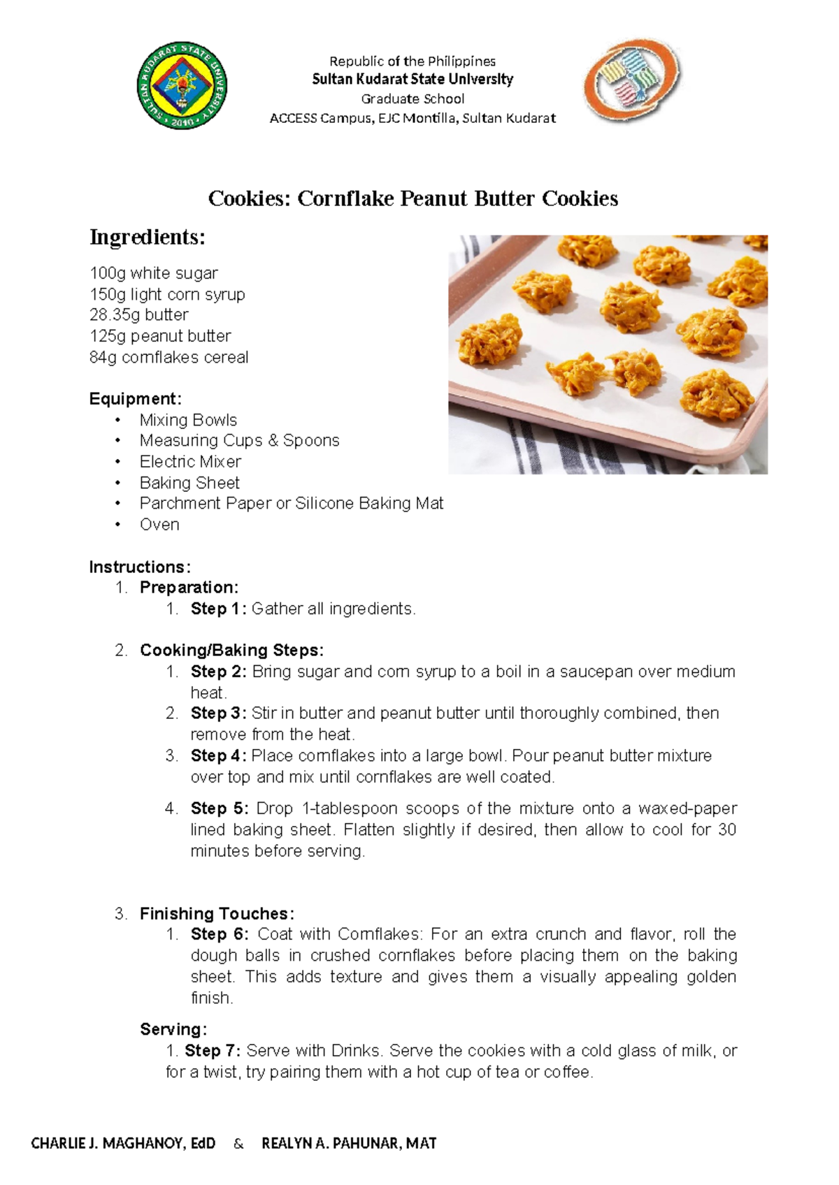 Cornflake Peanut Butter Cookies Recipe - ASFAFASFDFS - Studocu