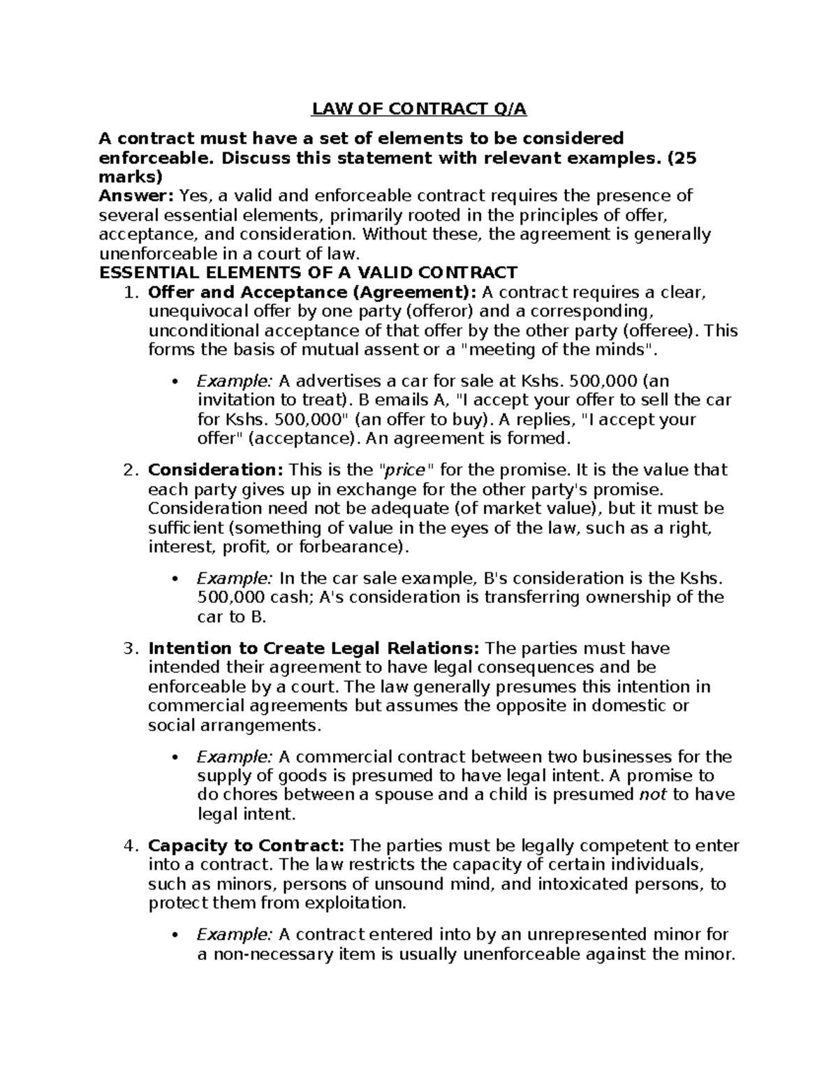 LAW OF CONTRACT: Essential Elements and Key Concepts Explained (Q&A ...