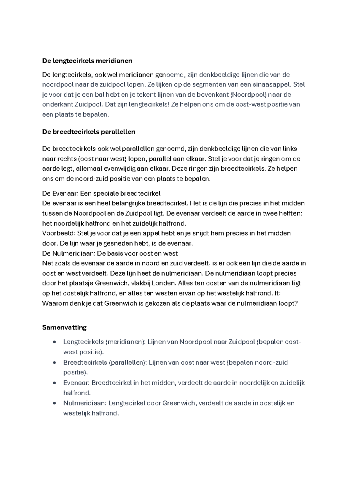 Samenvatting van Lengte- en Breedtecirkels en Klimaatgrafieken (Hfd 2+3 ...