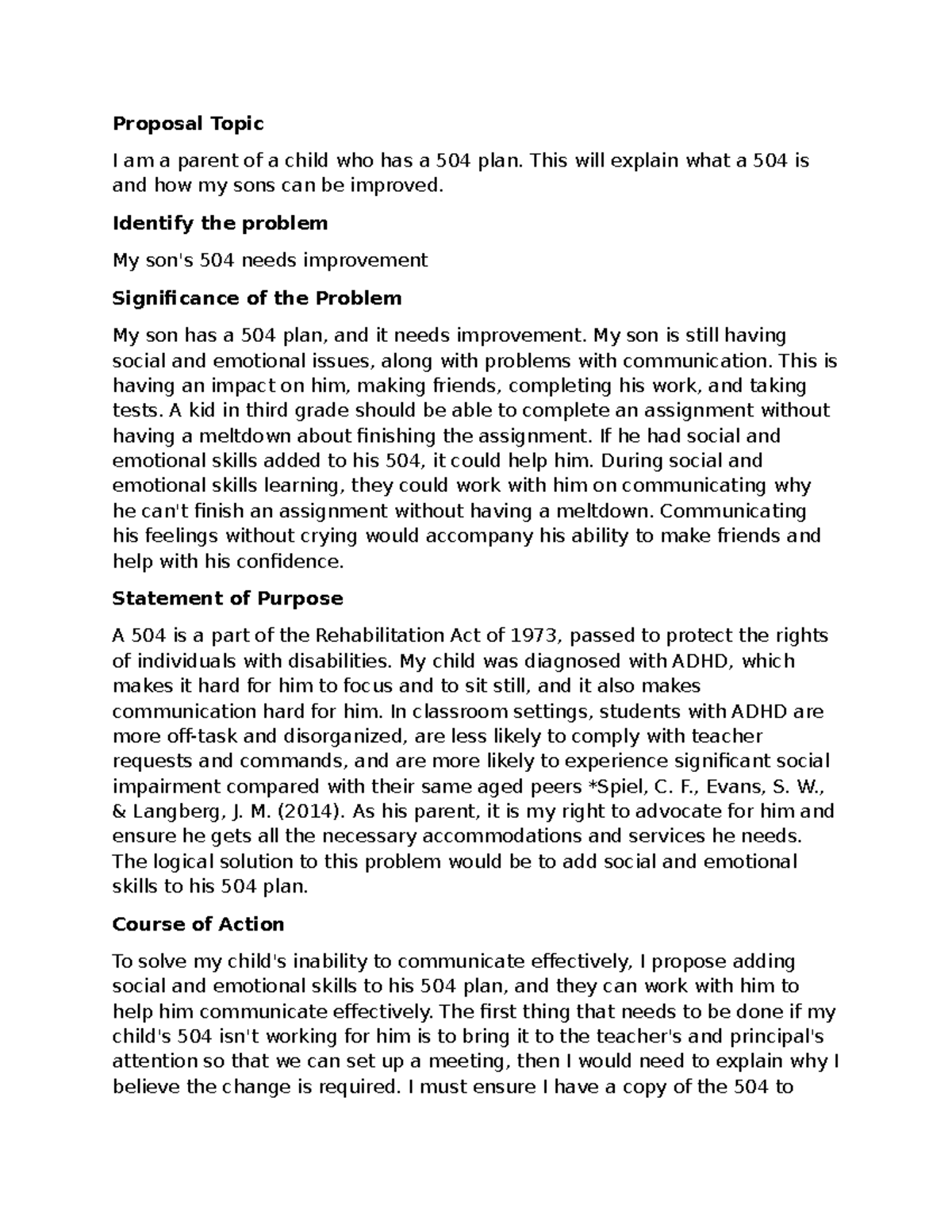 Stormie D270 Task 3 - Improving 504 Plan for ADHD Support - Studocu