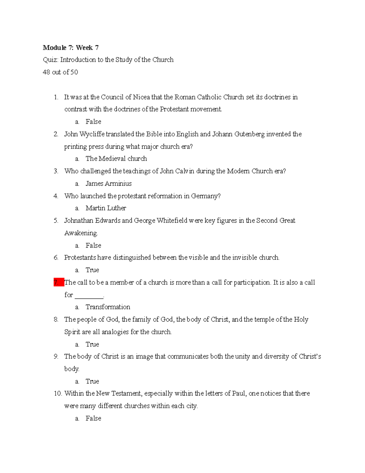 Quiz on the Study of the Church - THEO 104 Module 7 Insights - Studocu