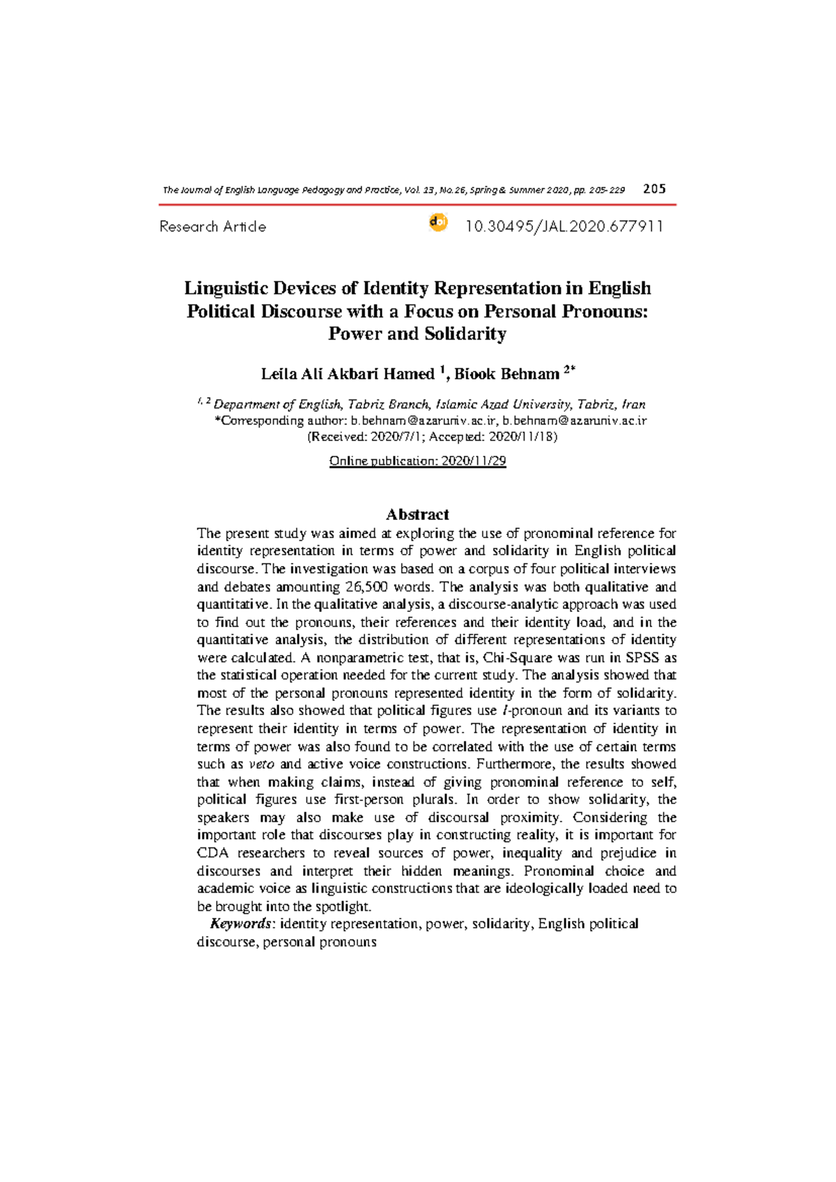 Linguistic Devices of Identity Representation in English Political ...