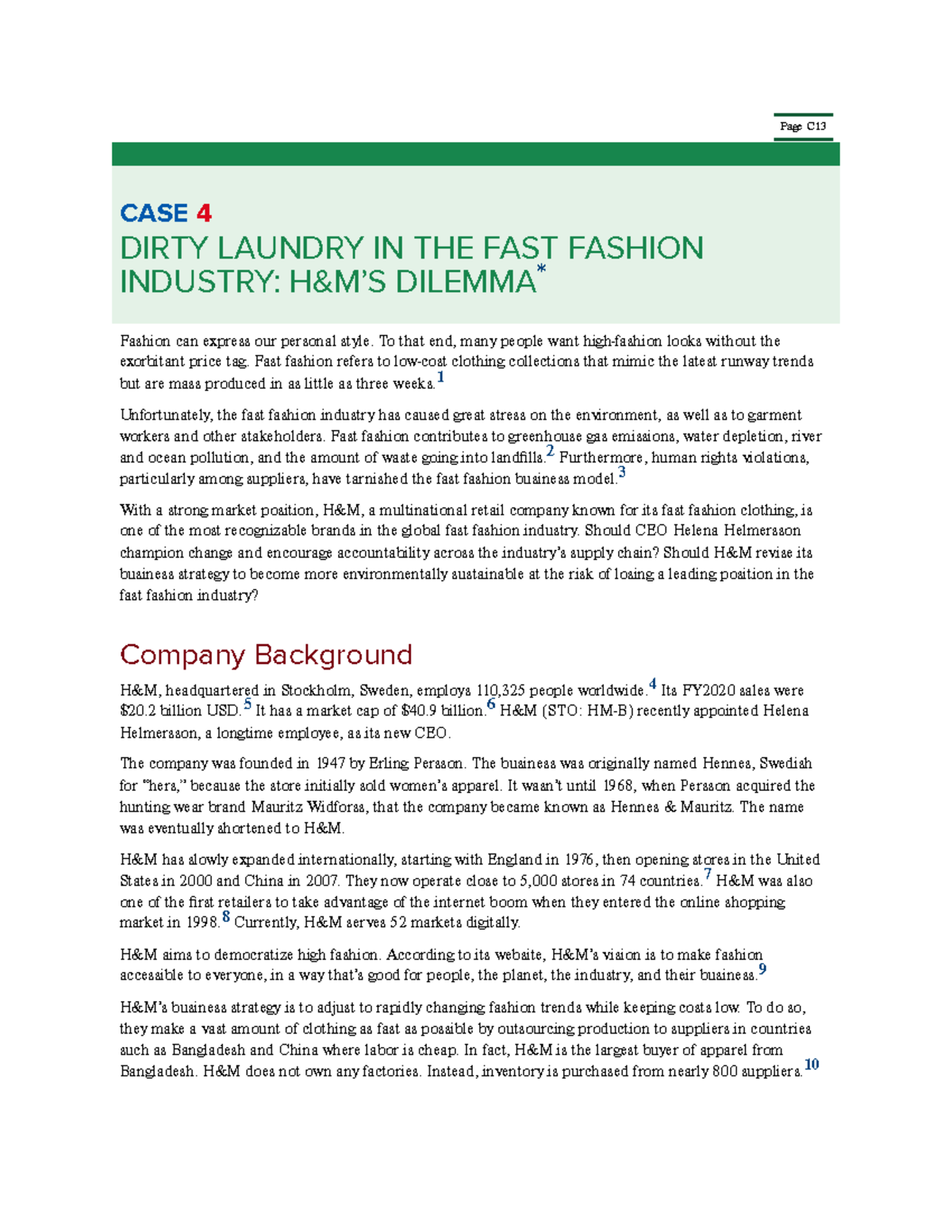 H&M Case Study: Addressing Sustainability in Fast Fashion Industry ...