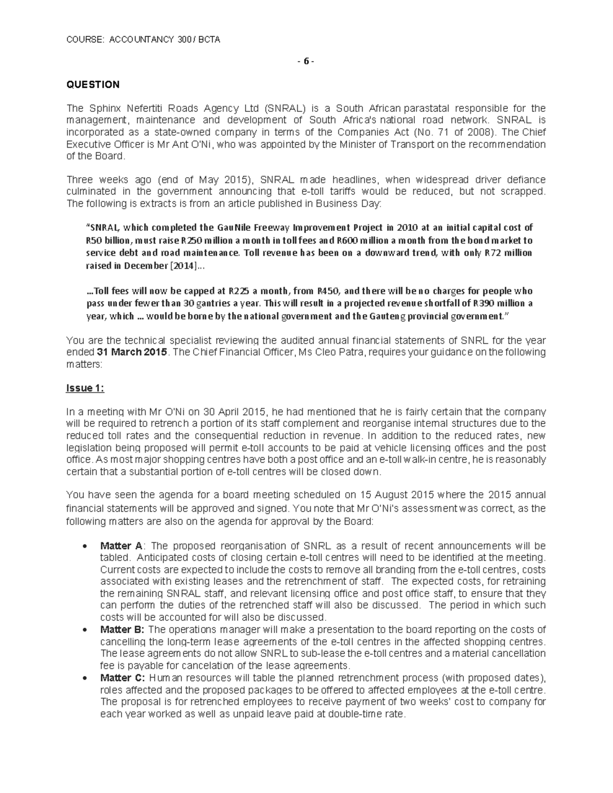 Practical Class Question on IAS 37 & IAS 19 - Accountancy 300/BCTA ...