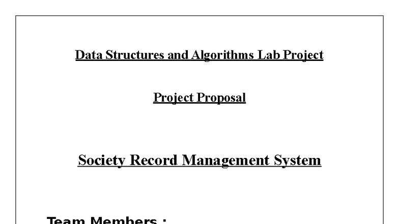 Data Structures & Algorithms Lab: SRMS Project Proposal - Studocu