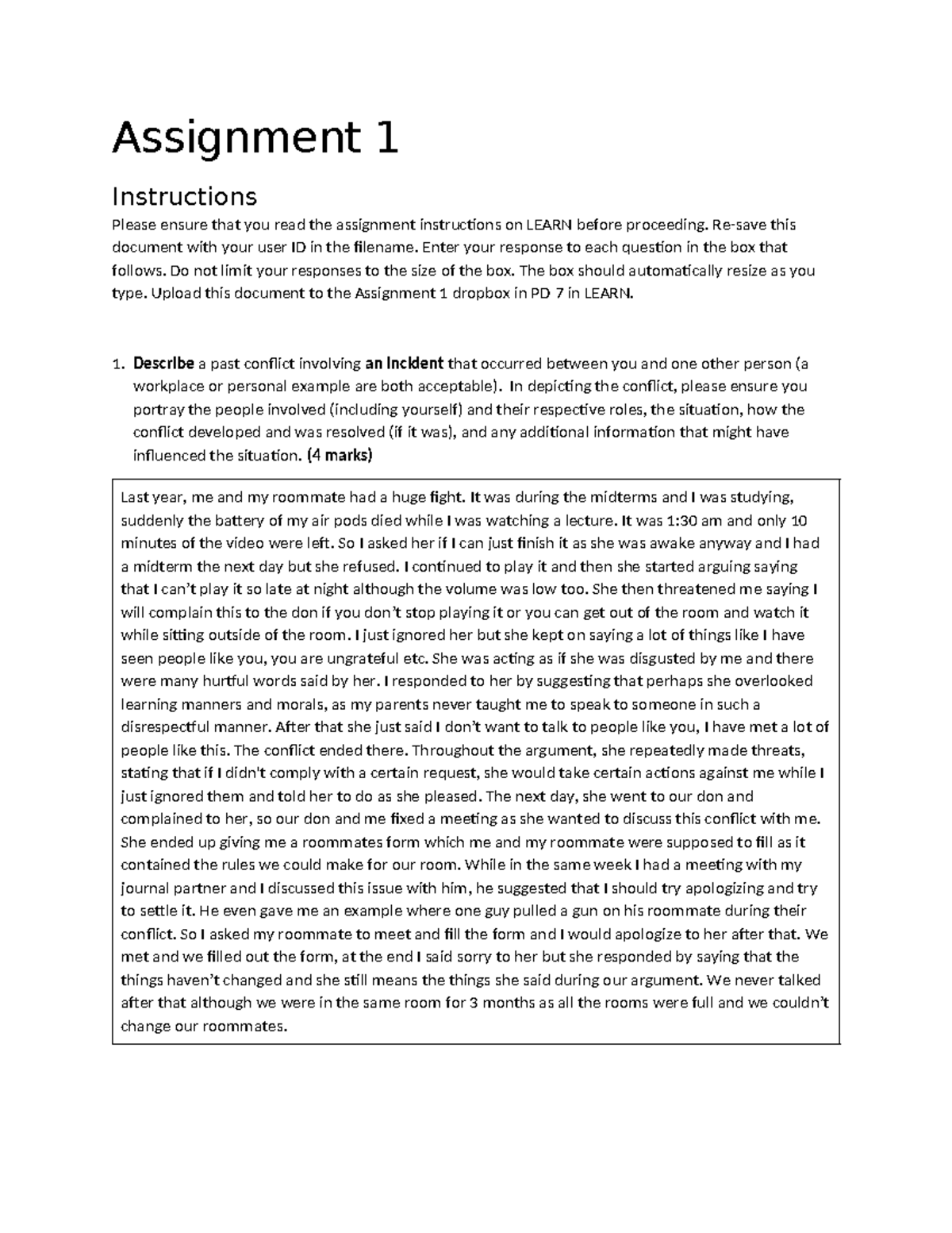 Pd7-a1: Analyzing a Conflict Through Intent-Action-Effect Model - Studocu