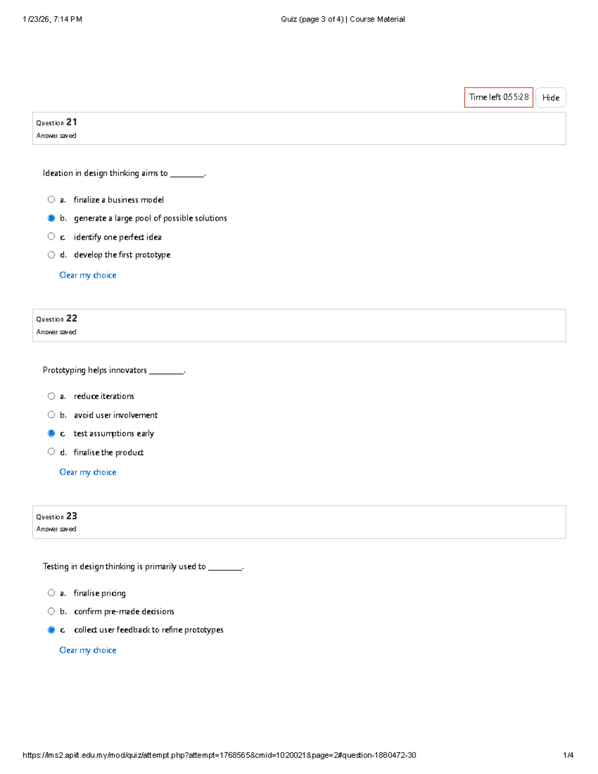 Design Thinking Quiz (Page 3 of 4) - Course Material - Studocu
