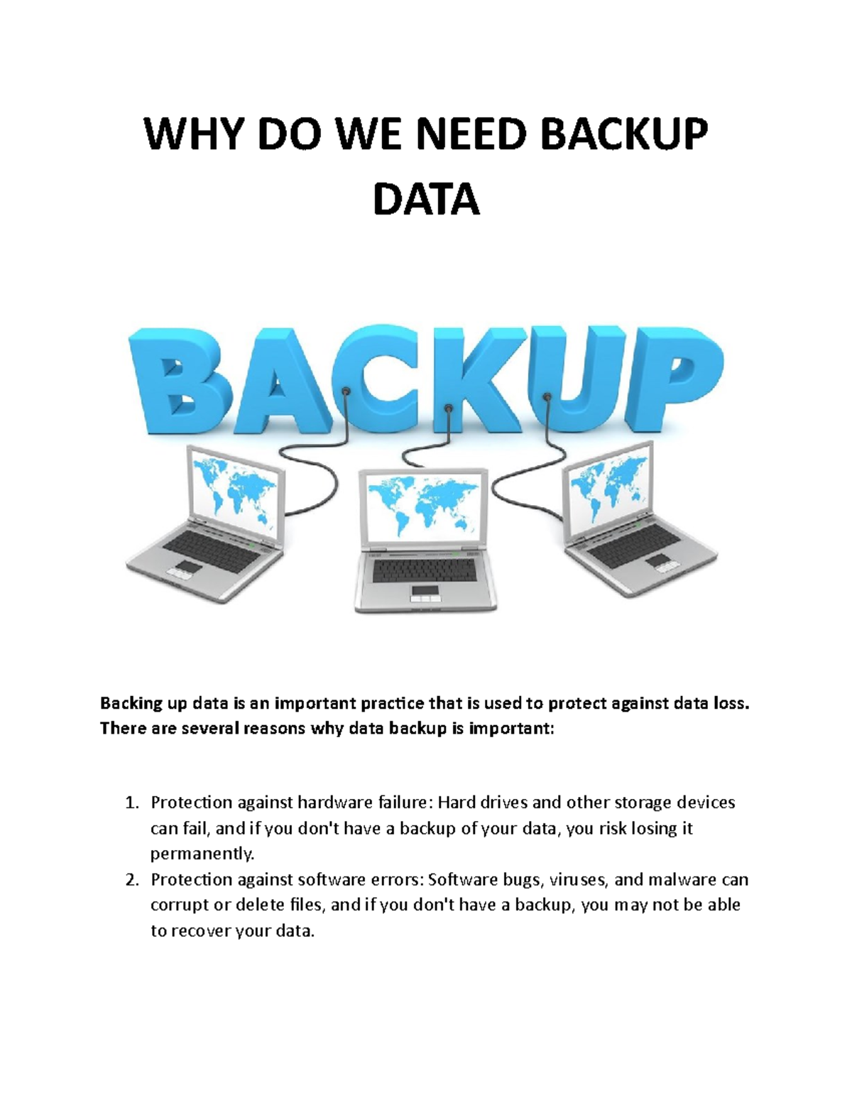 WHY DO WE NEED Backup DATA - WHY DO WE NEED BACKUP DATA Backing up data ...