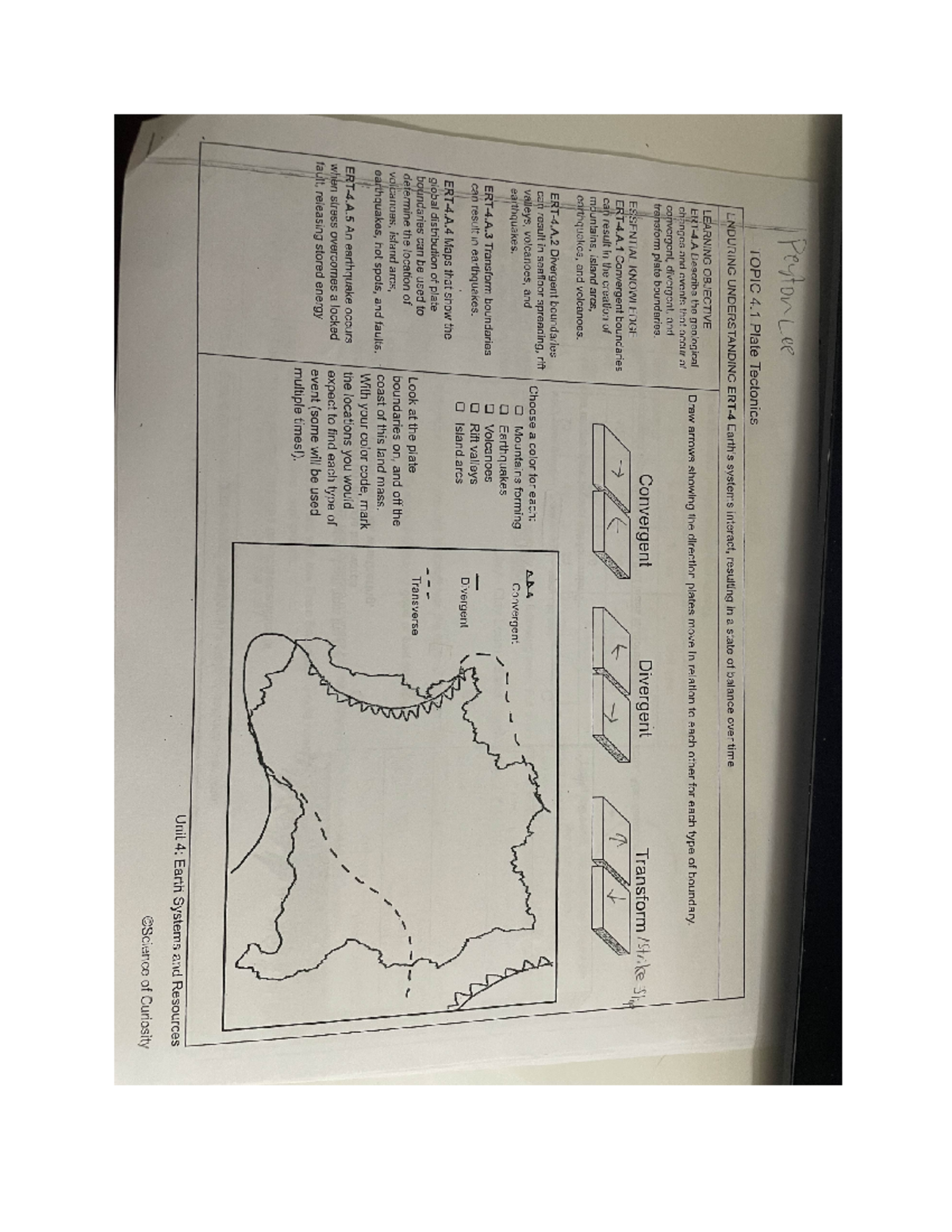 APES Unit 4 Packet Page 1 - Peyton Lee TOPIC 4 Plate Tectonics ENDURING ...