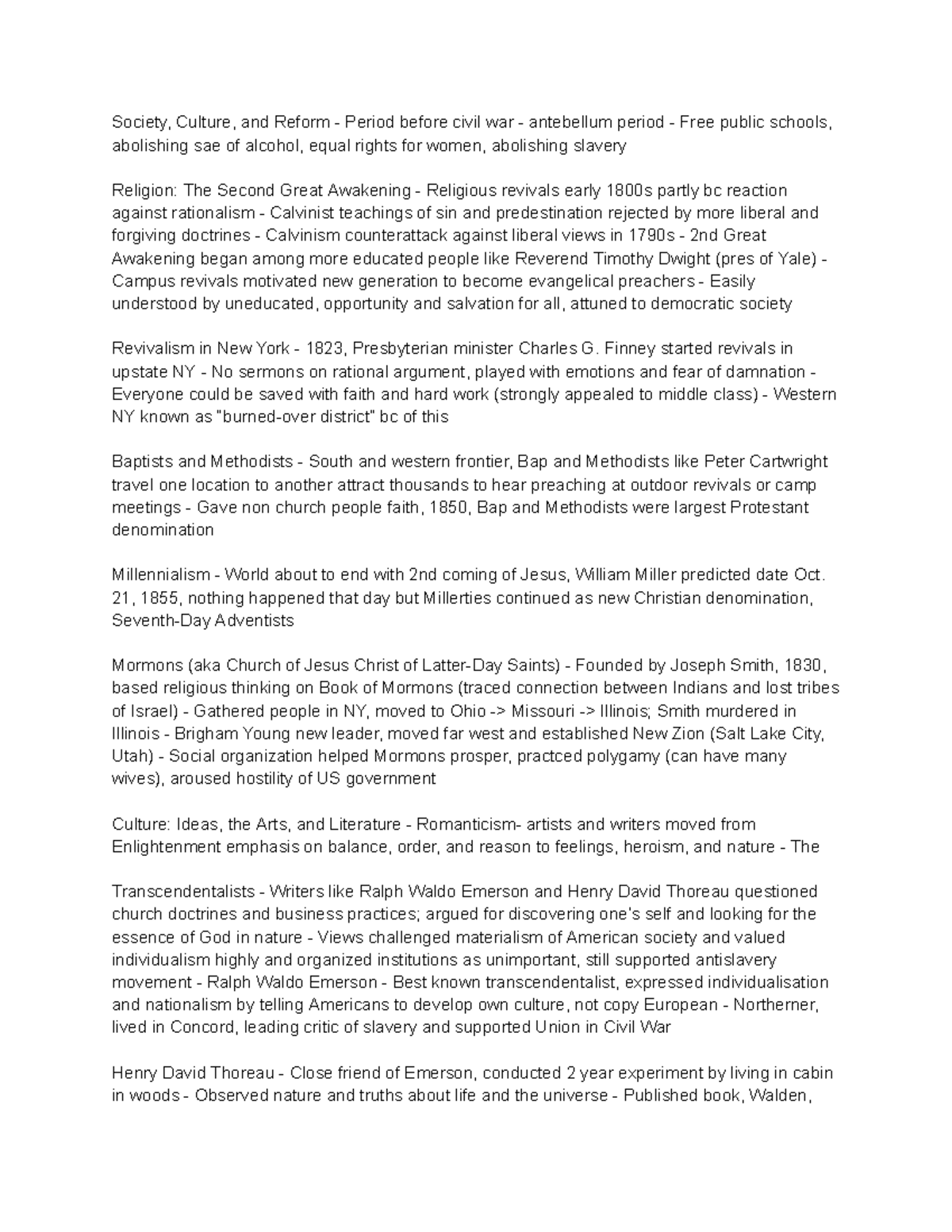 Chapter 11 - Society, Culture, and Reform - Period before civil war ...