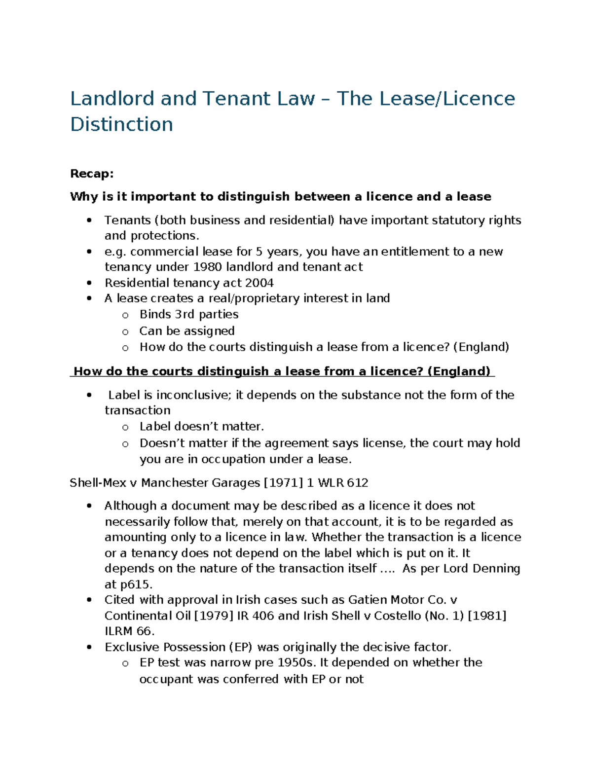 Landlord and Tenant Law (LTL 101): Understanding Lease vs. Licence ...