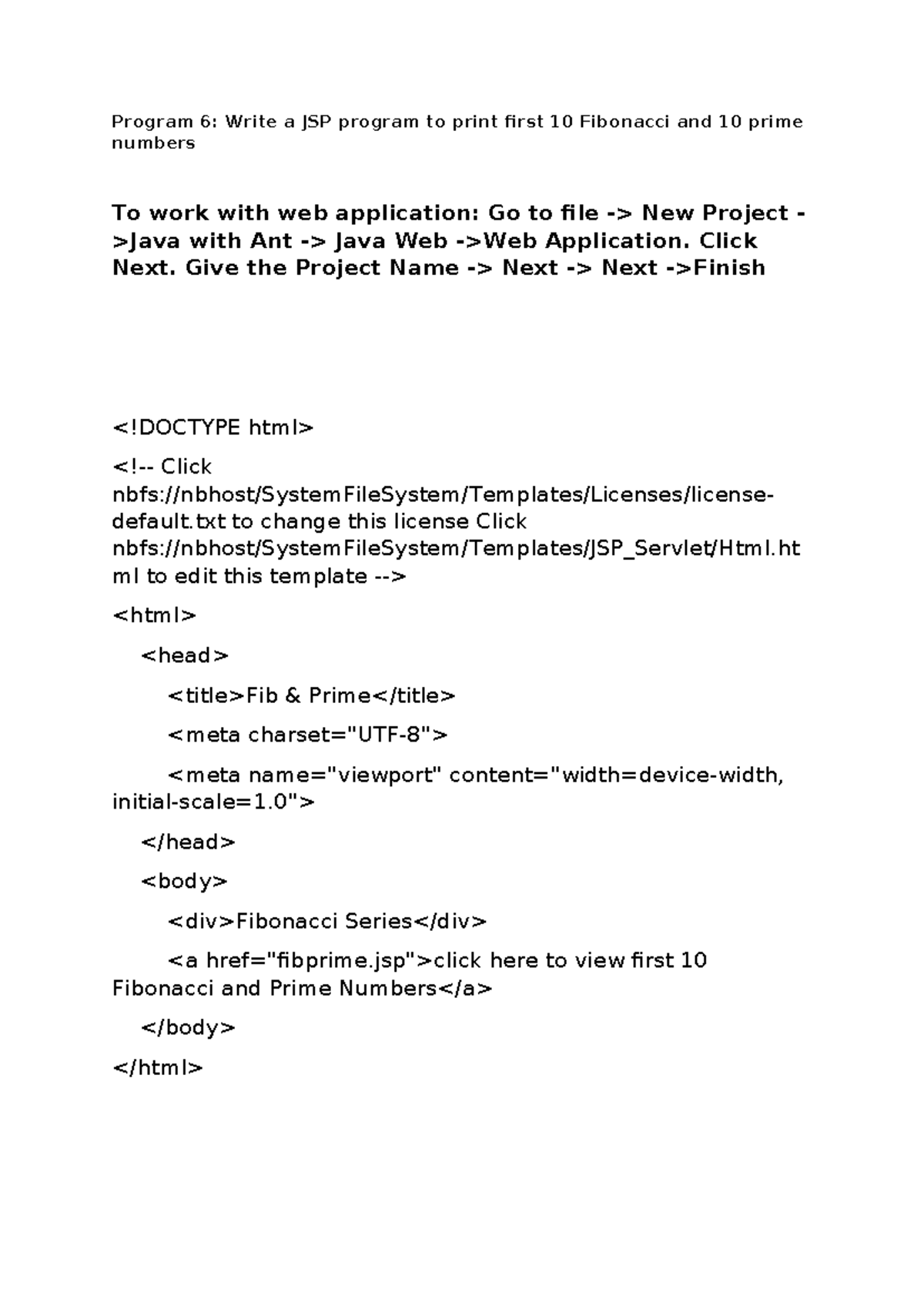 Parta 6 - Lab - Program 6: Write a JSP program to print first 10 ...