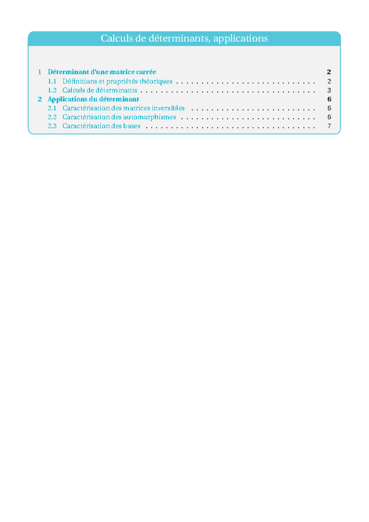 Calcul déterminant 1 - Ce cours est destiné à tous les étudiants en ...