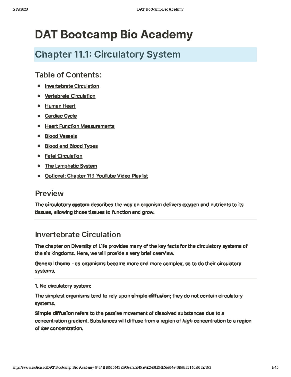 DAT Bootcamp Bio Academy: Chapter 11 - Circulatory System Insights ...