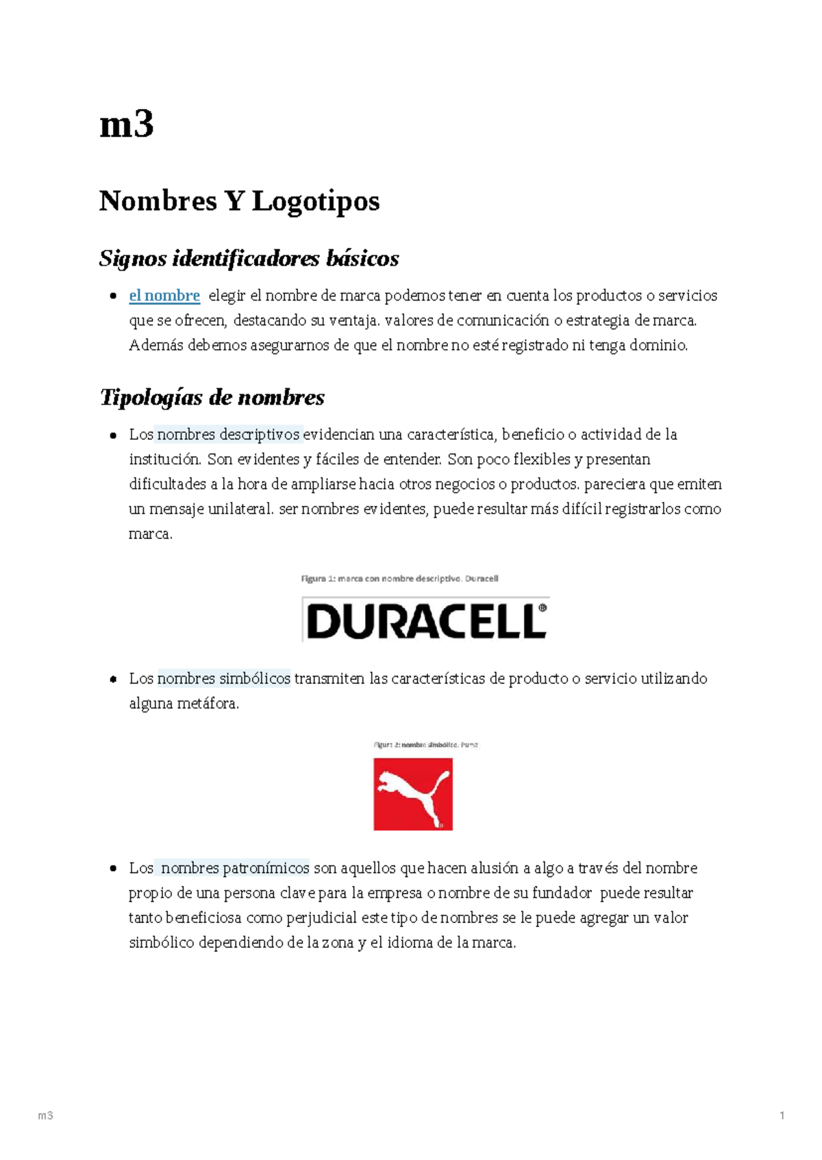 resumen del modulo m3 - m Nombres Y Logotipos Signos identificadores ...