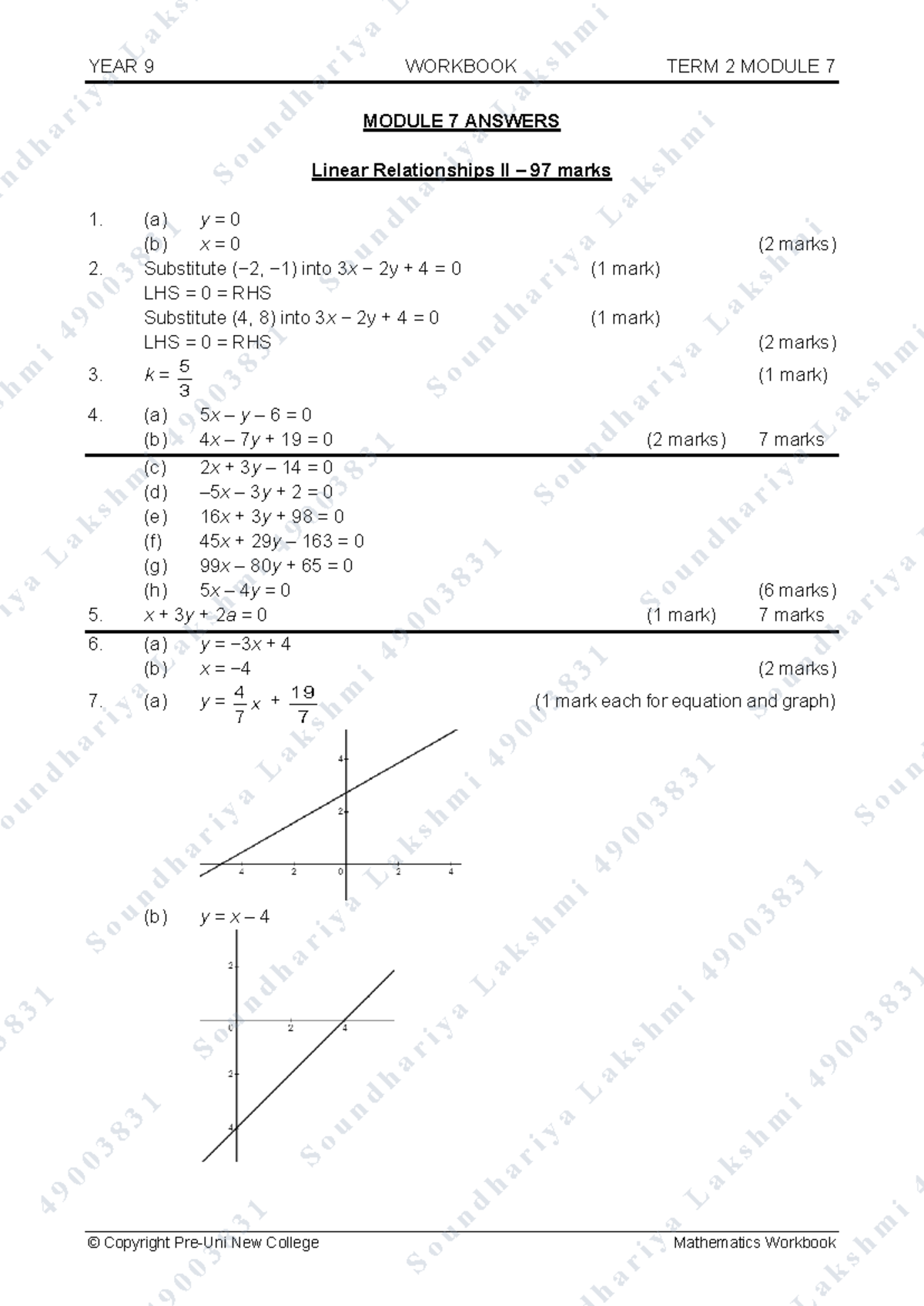 Year 9 Mathematics Workbook: Term 2 Module 7 - Studocu