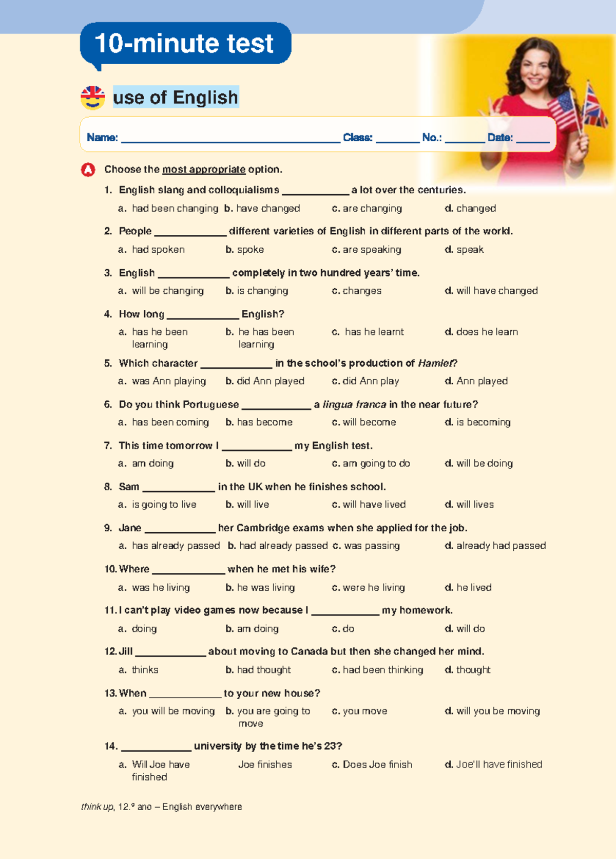 10-Minute Test on Verb Tenses (ENG 101) - Studocu