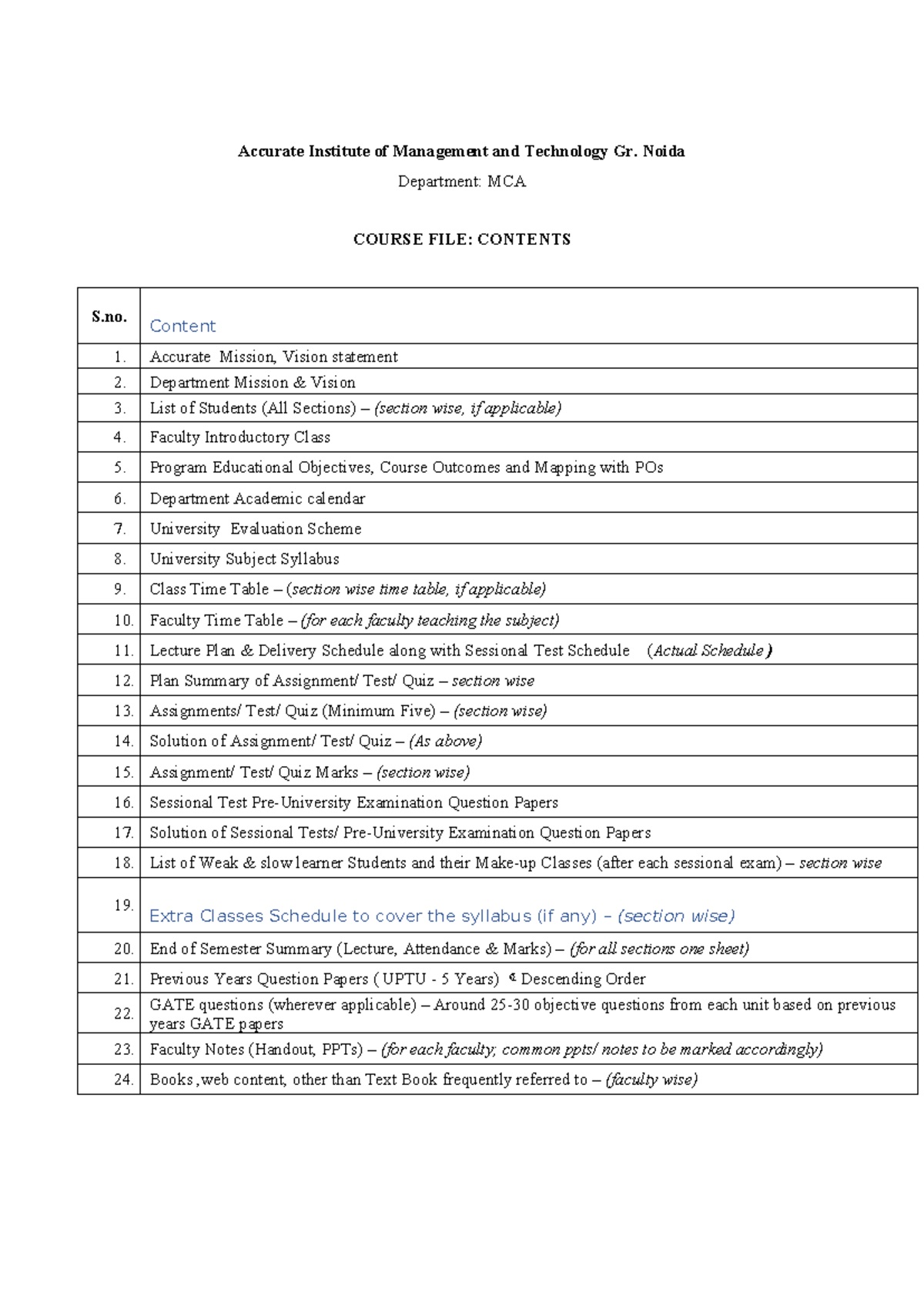 MCA Course File: Vision, Mission, and Academic Resources - Studocu