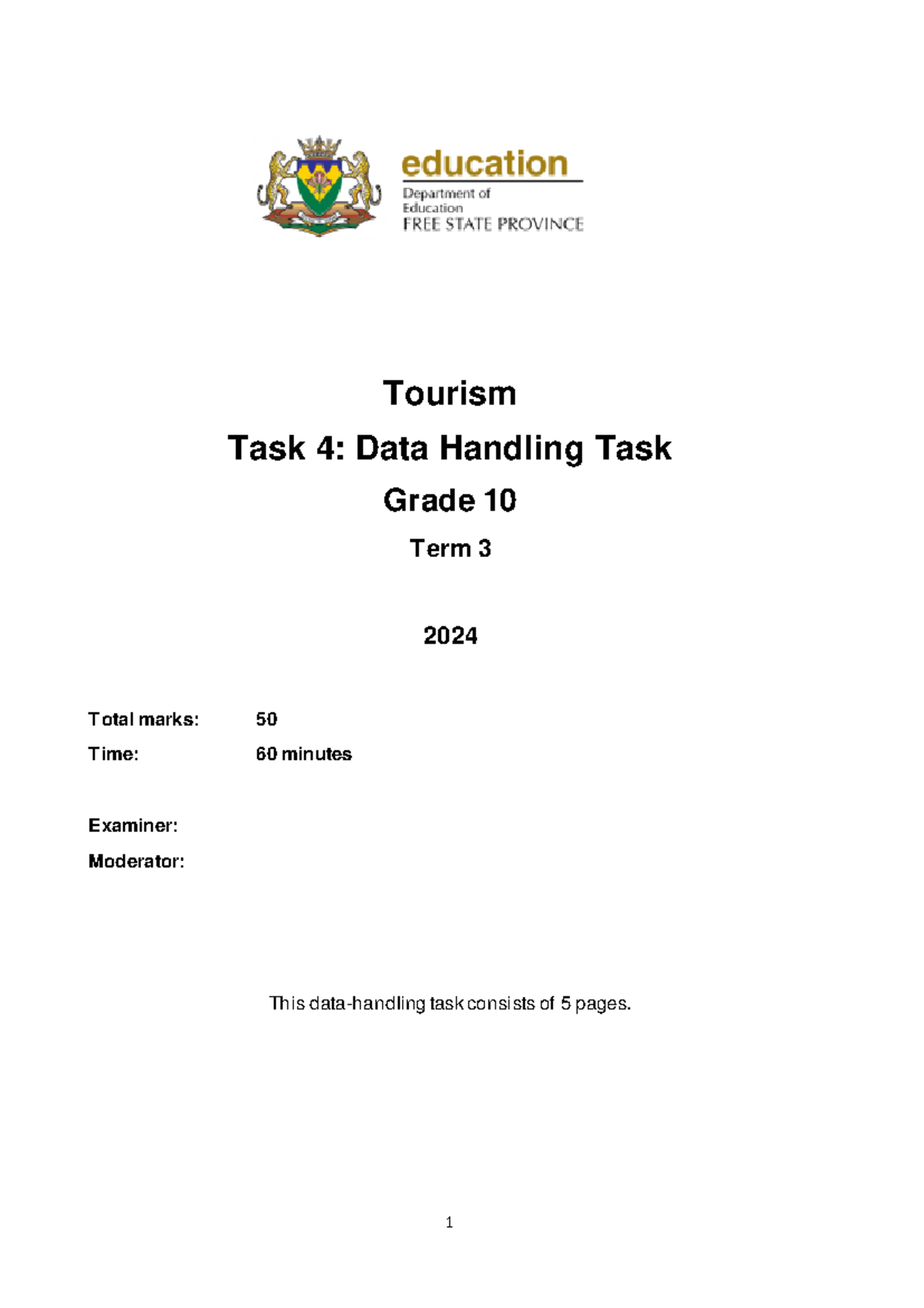 Grade 10 Data Handling Task - Tourism - Term 3 2024 - Studocu