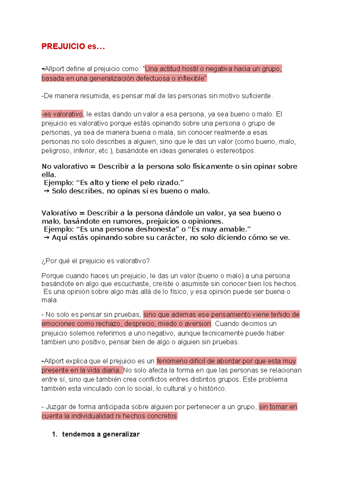 Resumen sobre el Prejuicio: Definición y Efectos Sociales - Studocu