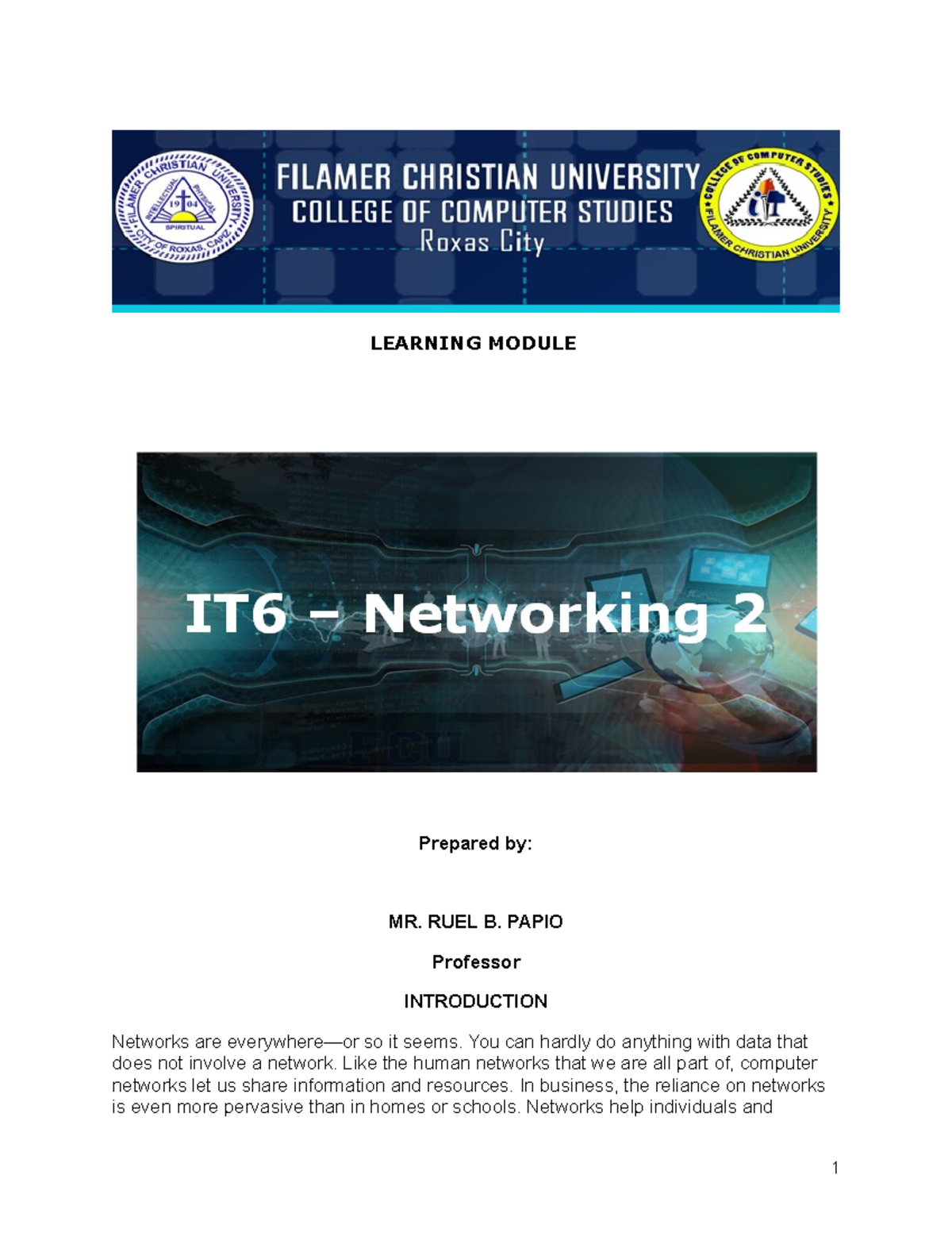 IT7 - Networking 2 Module 1: Understanding Networking Devices - Studocu