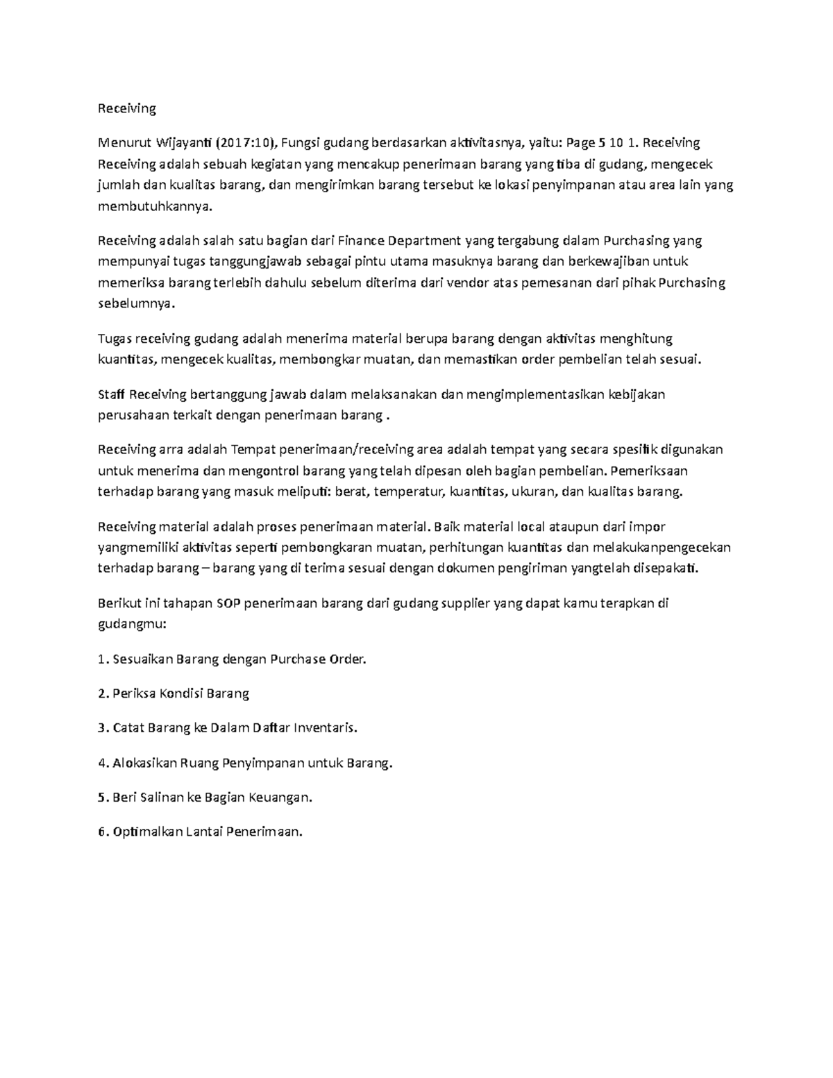 Title: Gudang & Penerimaan Barang: Prosedur dan Tanggung Jawab - Studocu