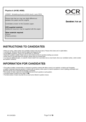 Physics - A2 - A Level - Sixth Form (A Levels) - Studocu