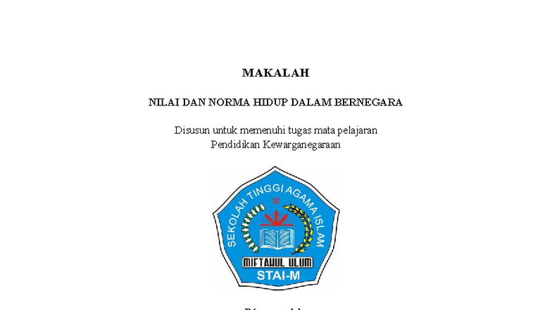 MAKALAH KEWARGANEGARAAN: NILAI DAN NORMA HIDUP 2025 - Studocu