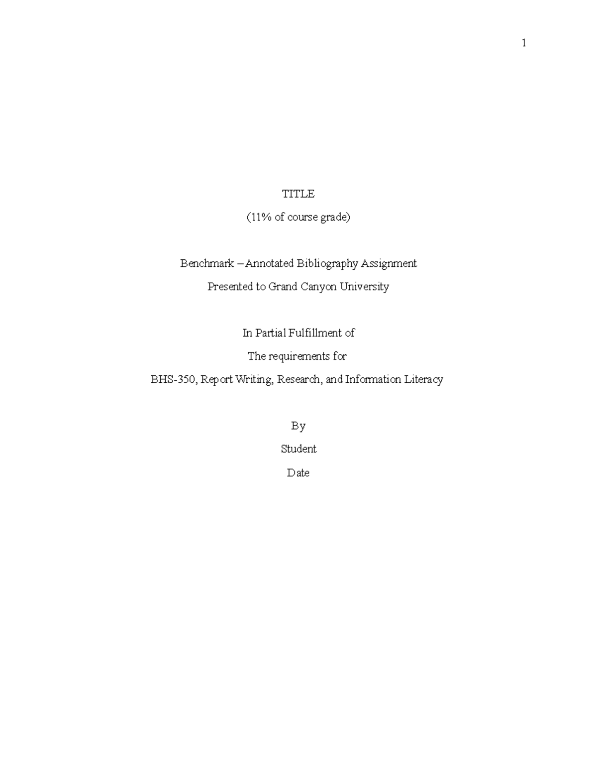 Benchmark (Report Writing & Research) Annotated Bibliography Example ...