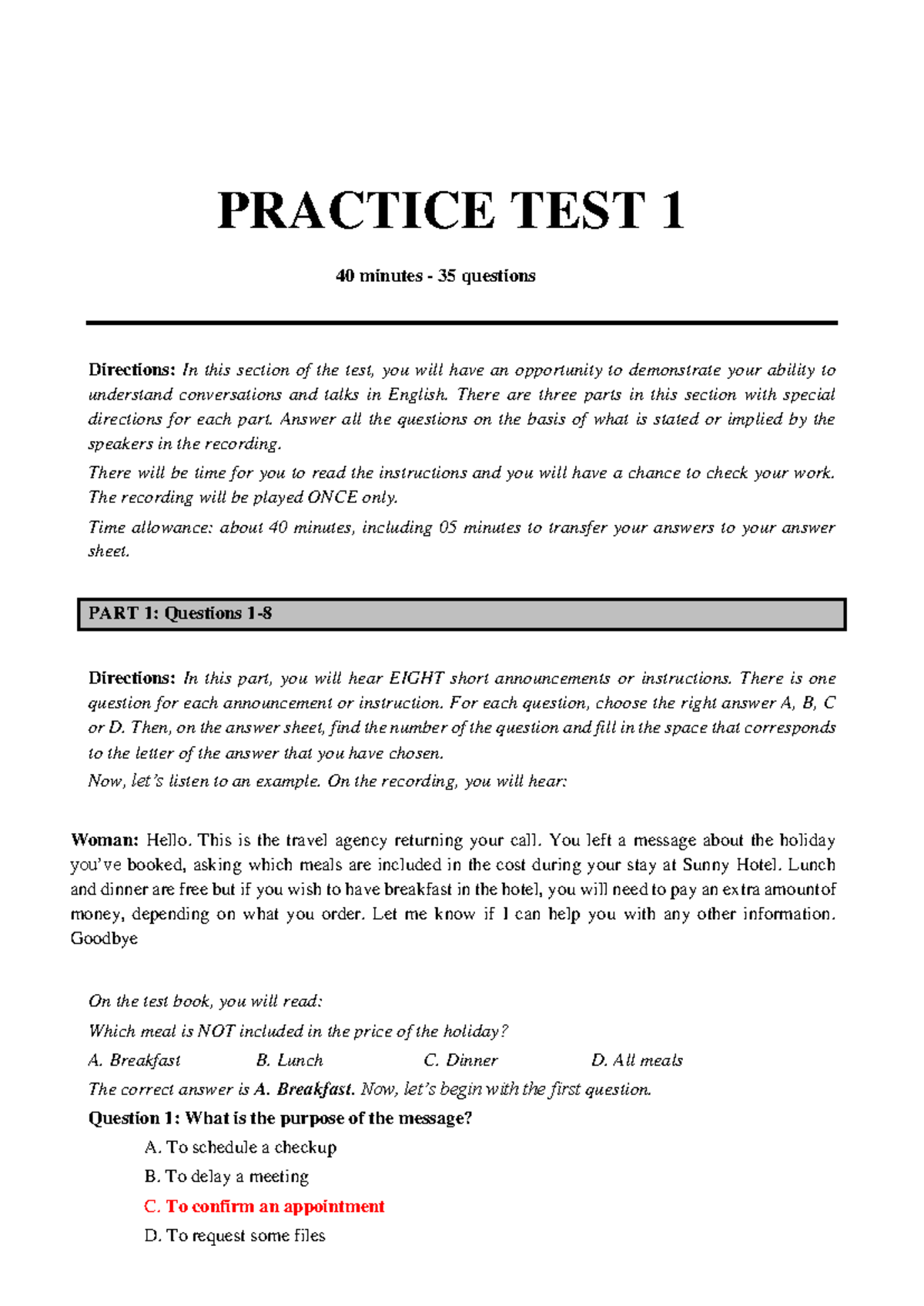 Listening Practice Test B1: Practice Test 1, 2 & 3 Guide - Studocu