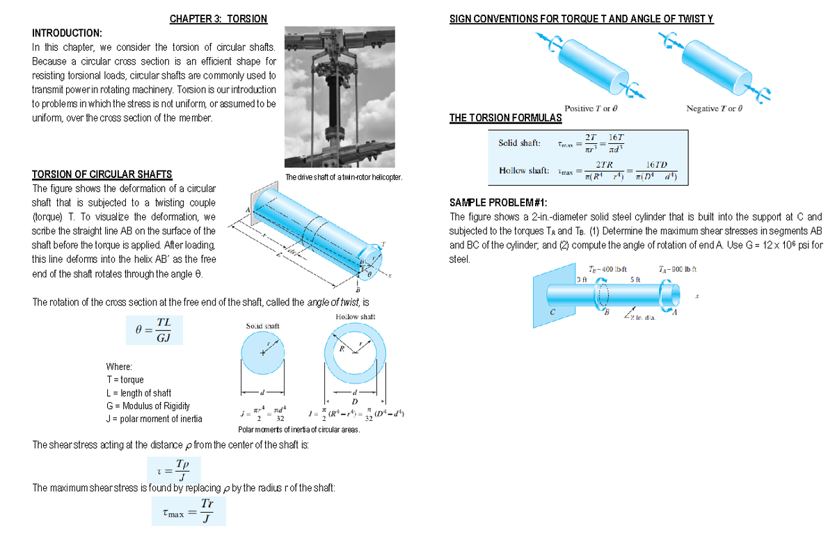 Chapter 3: Torsion (INB 67248352102003) - Key Concepts & Problems - Studocu