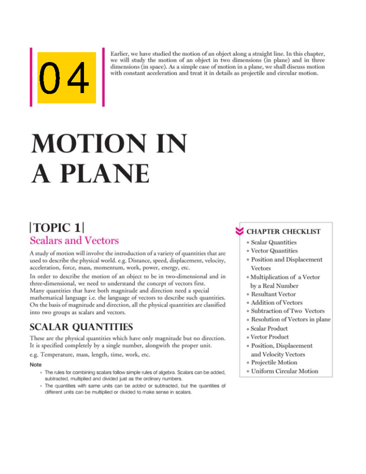 Motion in Two and Three Dimensions: Scalars, Vectors, and Applications (PHYS - Studocu