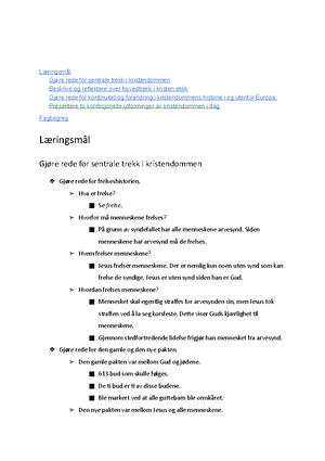 Kristendommen - Oppsummering av de viktigste og mest sentrale punktene ...