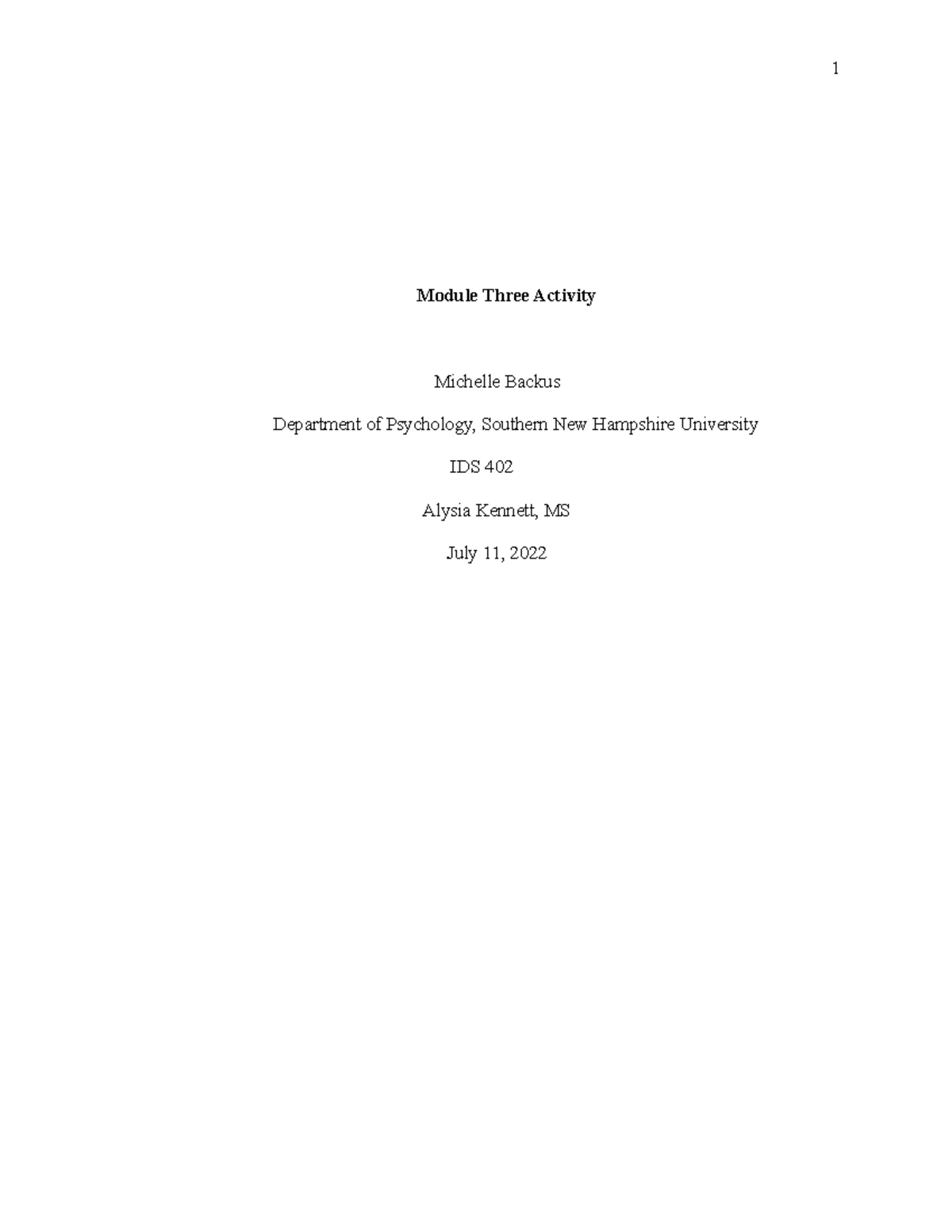 IDS 402 Module Three Activity: Food Security and Children’s Well-Being ...