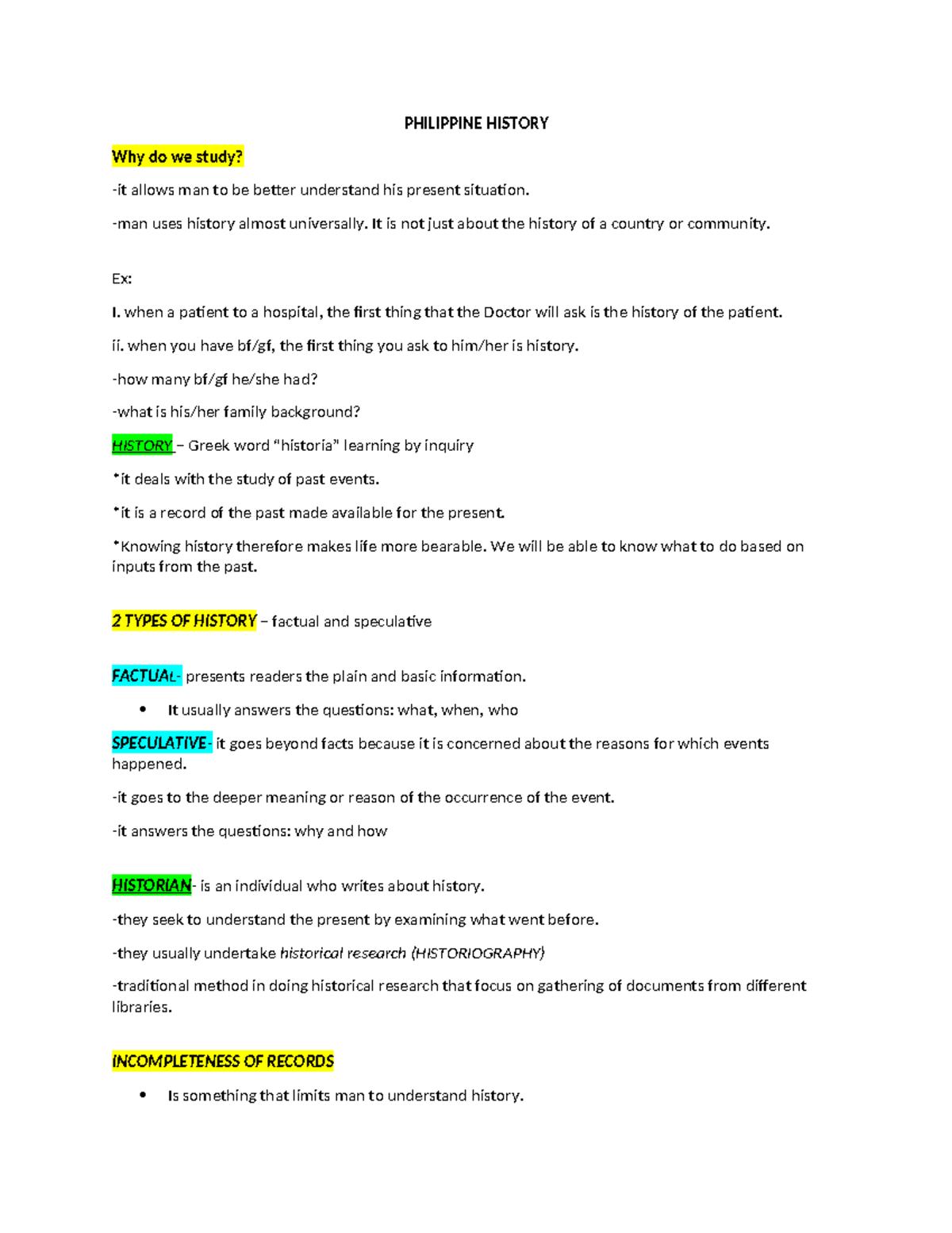 PHILIPPINE HISTORY: Understanding the Importance of Studying the Past ...