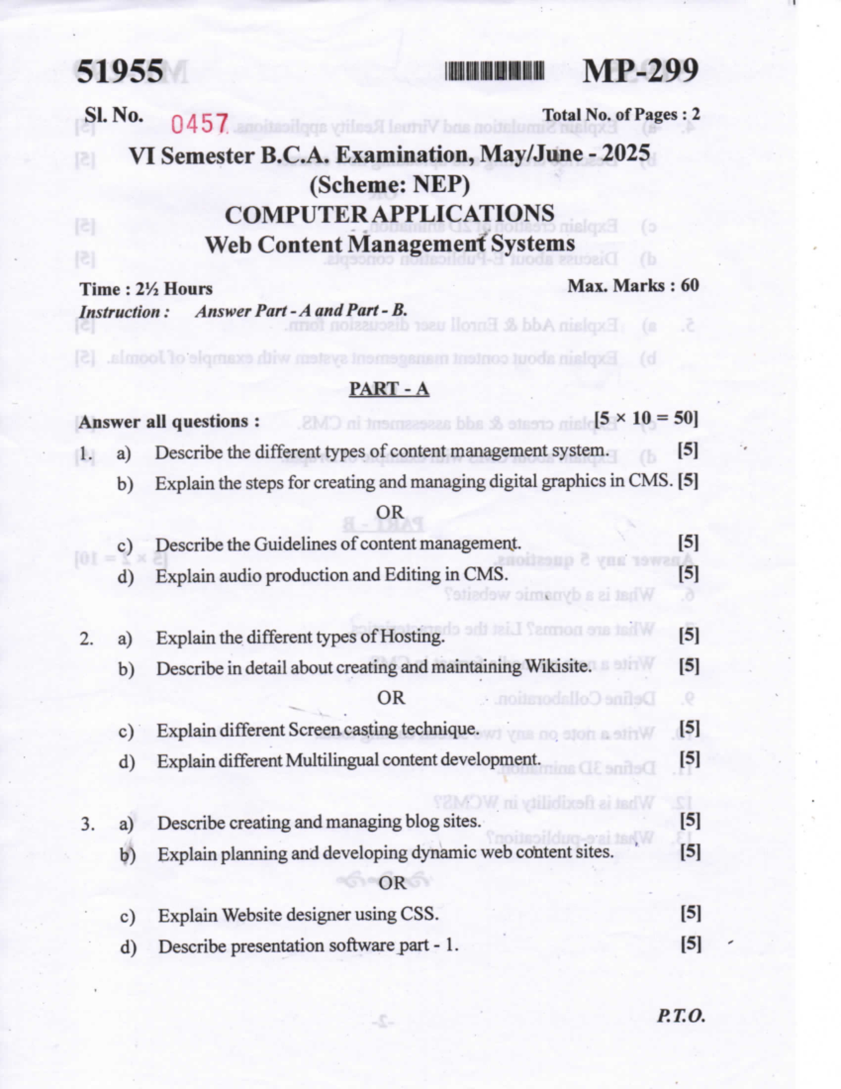 WEB Content Management Systems - BCA VI Sem Exam 2025 - Studocu