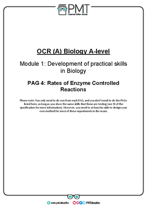 PAG 05 - Colorimeter OR Potometer - OCR (A) Biology A-level Module 1 ...