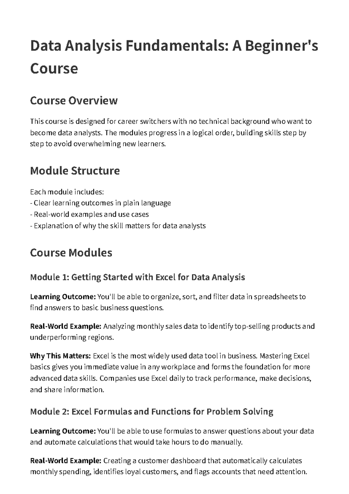 Data Analysis Fundamentals: A Beginner's Course Overview - Studocu