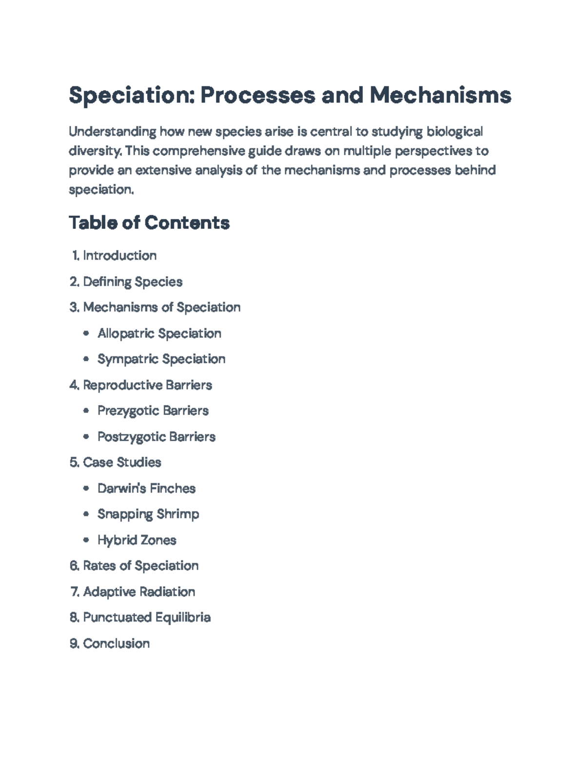 Speciation Processes & Mechanisms: An Evolutionary Case Study Guide ...