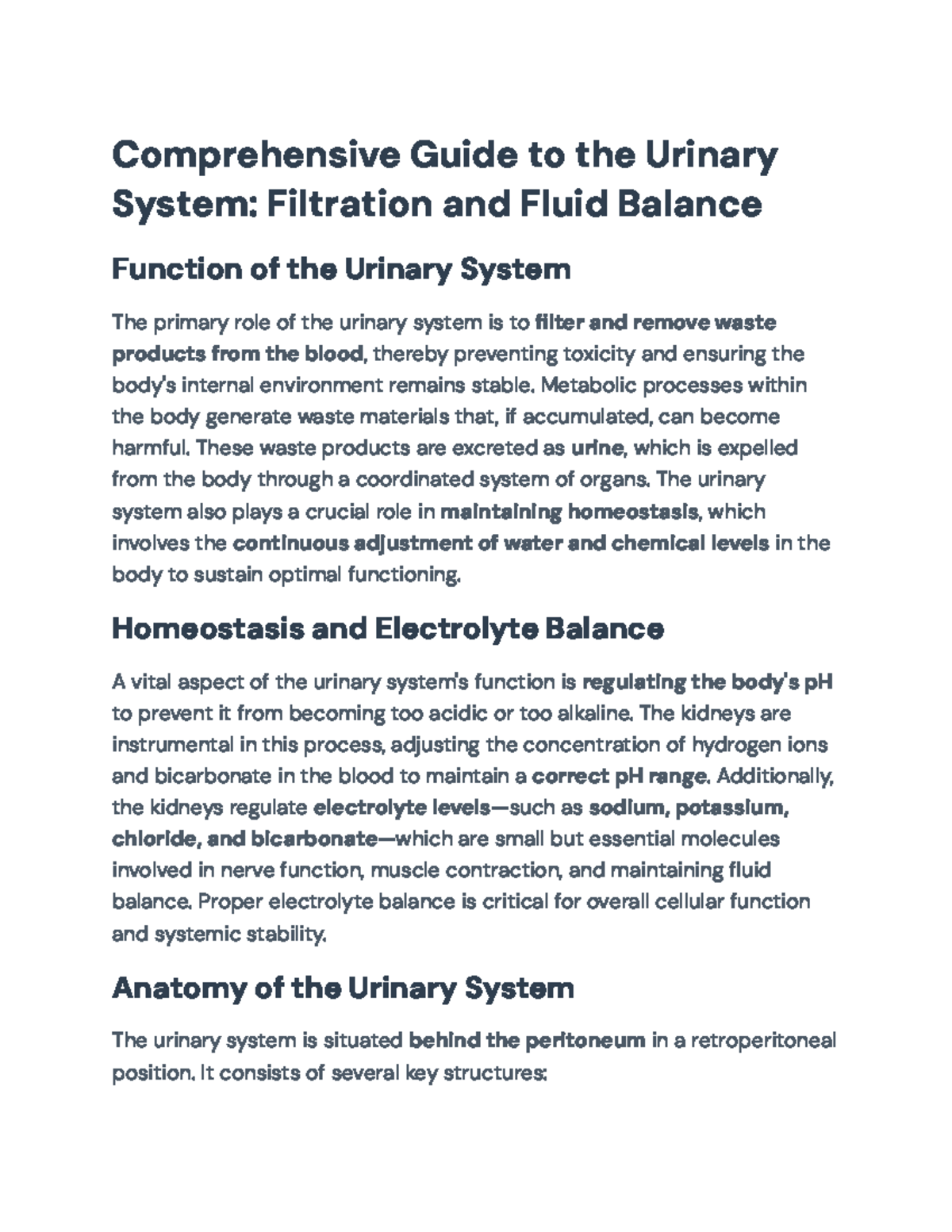 Comprehensive Overview of the Urinary System: Structure & Function ...