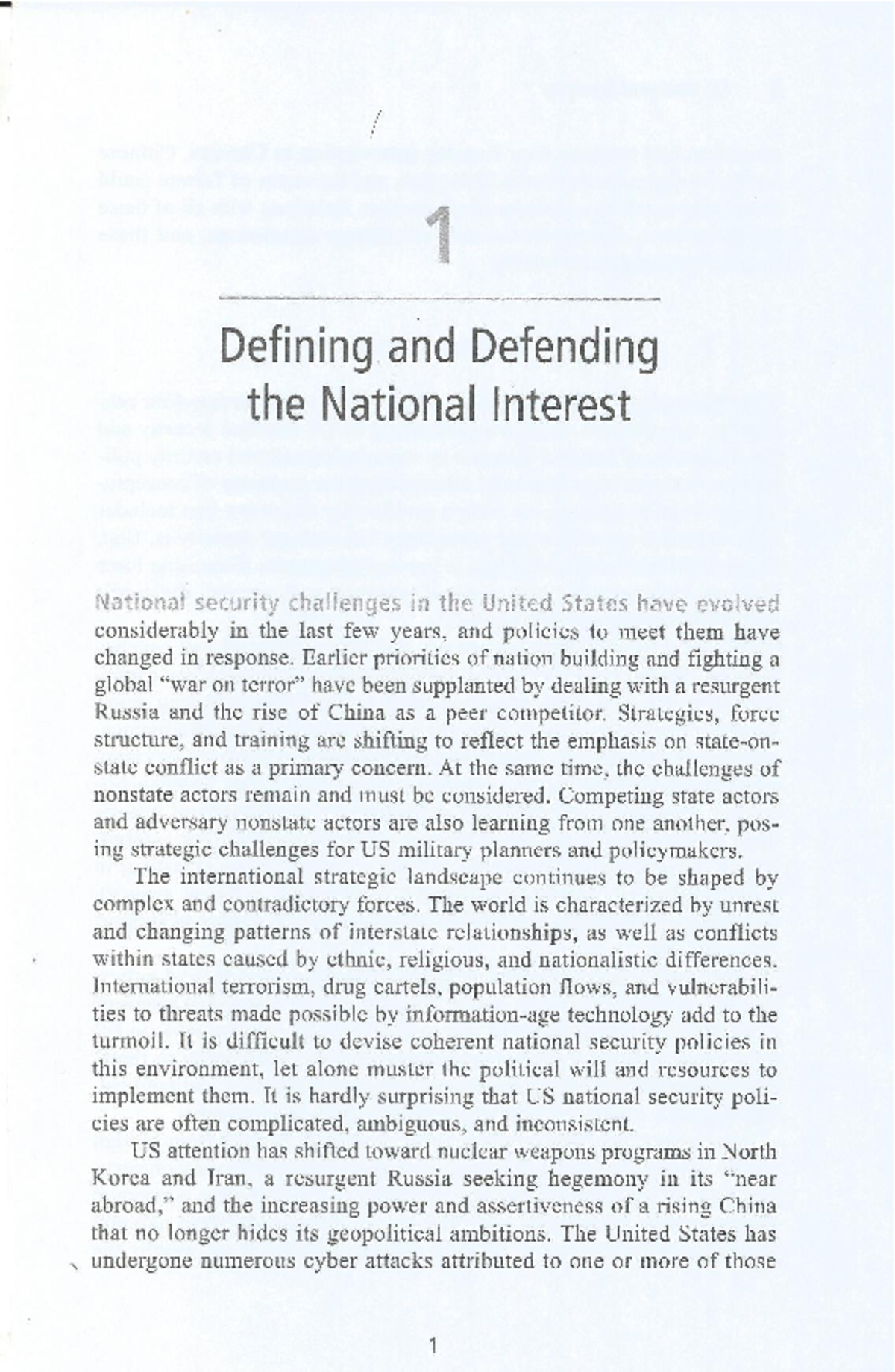 Defining and Defending US National Interests: A Study Guide for ABC123 ...