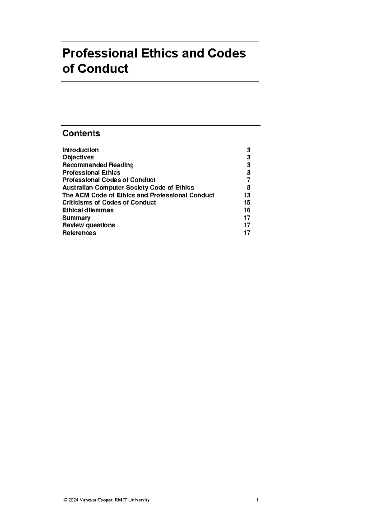 W2 3 Lecture Notes - Exploring Professional Ethics & Codes of Conduct ...